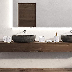 Set of 2, Bathroom Accessories Set，Marble Look Bathroom Sets for Counter Top Restroom Apartment Decor Stuff, Imitated Resin Kits, Gift for Women and Men