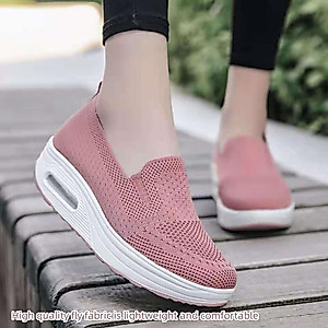 Fitsshoes Women Orthopedic Sneakers,Slip-On Light Air Cushion Mesh Shoes,Casual Breathable Walking Shoes with Arch Support (7.5, Pink)