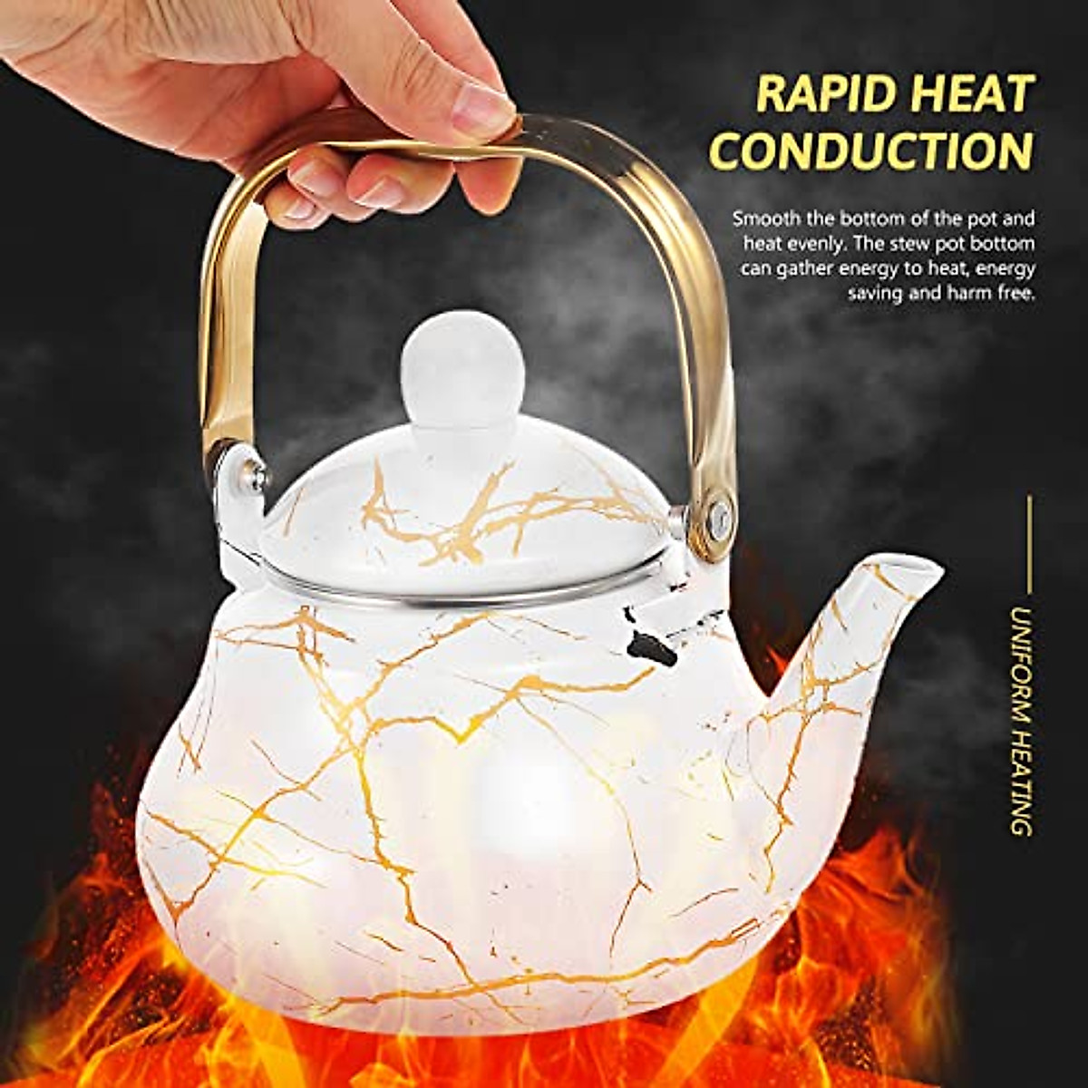 Enamel Teapot Porcelain Enameled Teakettle 1.5L Vintage Tea Kettle Teapot Water Kettle Coffee Kettle Teapot Water Boiling Kettle for Home Gas Stove