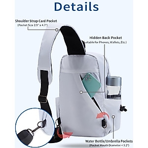 Seoky Rop Men Women Sling Bag Backpack Lightweight Water Resistant Chest Shoulder Crossbody Bags for Walking Travel Cycling Large White