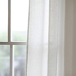 Lush Decor Burlap Knotted Tab-Top Window Curtain Panel Pair, 45"W x 84"L, Light Linen