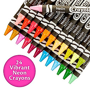 Crayola Neon Crayons, Back To School Supplies, 24Count, Multi (523410)