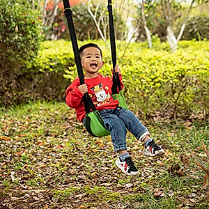 Indoor and Outdoor Patio Playground Kids Fun Hanging Mesh Fabric Tree Swing with Adjustable Strap (Green)