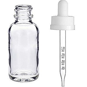 Comfort Axis Calibrated Glass Eye Dropper Caps for 1 oz/ 30 ml Bottle, White, 20-400 Neck Finish (4 Pack)