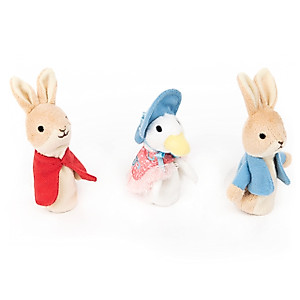 GUND Beatrix Potter Classic Peter Rabbit Flopsy Jemima Puddle-Duck Finger Puppets Set of Three Soft Plush, 3”