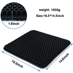 2021The Newest Gel Seat Cushion,with Non-Slip Cover,Help in Relieving Back Pain & Sciatica Pain,Seat Cushion for The Car,Office,Wheelchair&Chair (Black)