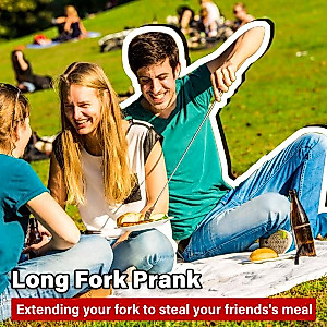 Chazcool Extendable Fork, Telescoping Fork, Extended Fork, Stainless Steel Retractable Fork, Fork Extender Long Fork, Extending Fork for Eating Dinner Fruit Dessert BBQ 8.7 to 25.4 Inch (1 pcs)