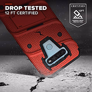 ZIZO Bolt Series for LG K51 / LG Reflect Case with Screen Protector Kickstand Holster Lanyard - Red & Black
