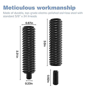 CB Antenna Spring, Ancable SS-3H CB Spring Whip Antenna 3/8" x 24 Threads Stainless Steel Heavy Duty Radio Antenna Mount for Vehicle CB Radio Antennas Up to 60" Long, Black