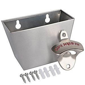 kilofly Beer Bottle Wall Mount Opener Cap Catcher Outdoor Destapador De Cerveza