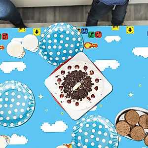 Generic 3 PCS Super Brothers Party Tablecloth, Plastic Disposable Video Games Table Cover for Games Birthday Party Decorations Supplies, 86.6 x 51.2in, Blue