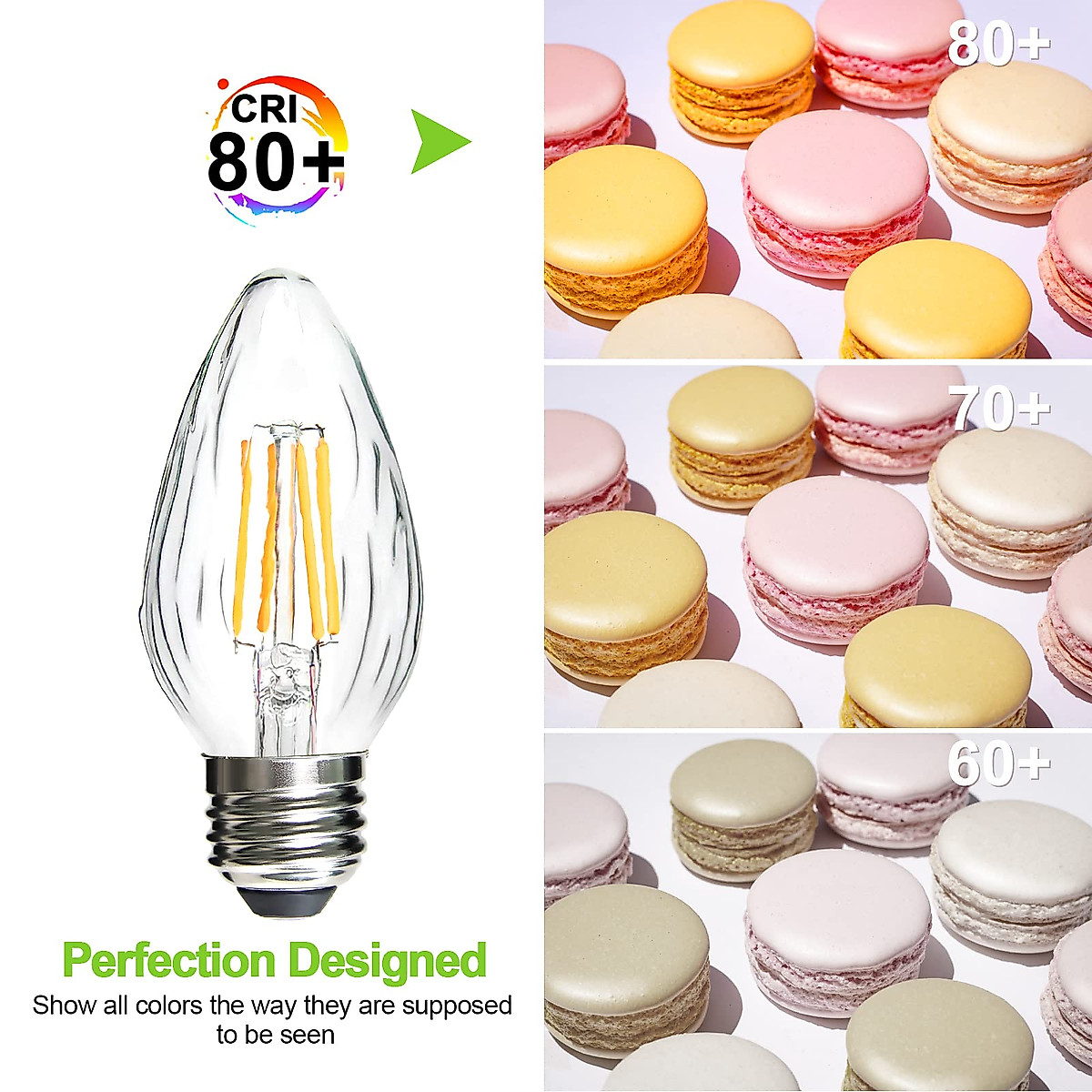 ROMANJOY F15 4W LED Light Bulbs, LED Porch Light Bulbs, E26 Medium Base, Dimmable 2700K Warm White LED Post Bulb 40w Equivalent, Outdoor Decorative Chandelier Lantern Lamp, 4-Pack…