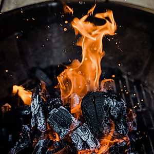 Fire & Flavor Premium All Natural Hardwood Lump Charcoal - Lump Charcoal for Grilling - Lump Charcoal for Smoker - Clean Burning Oak and Mesquite Charcoal Blend - 8lbs