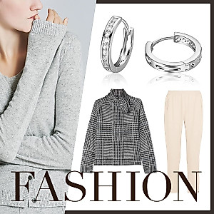 Carleen Created Diamond Hoop Earrings 925 Sterling Silver Channel Setting Round White Cubic Zirconia Huggie Birthday Gifts for Women Diameter 18mm / 0.71"