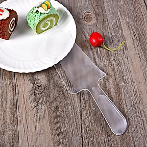 TorSor 20 Pack Disposable Cake Cutter Slicer Plastic Serrated Cutting Knife Server Spatula Knives Serving Utensils for Pie Pizza Pastry Dessert Bakery Bread Kitchen Wedding Birthday Party