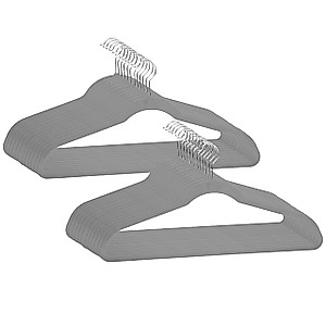 Simplify Extra Wide 21” Velvet Coat Hangers | 24 Pack | Slim Design | Heavy Duty | Holds 10 Pounds | Closet Organization | Shirt & Clothes | Grey