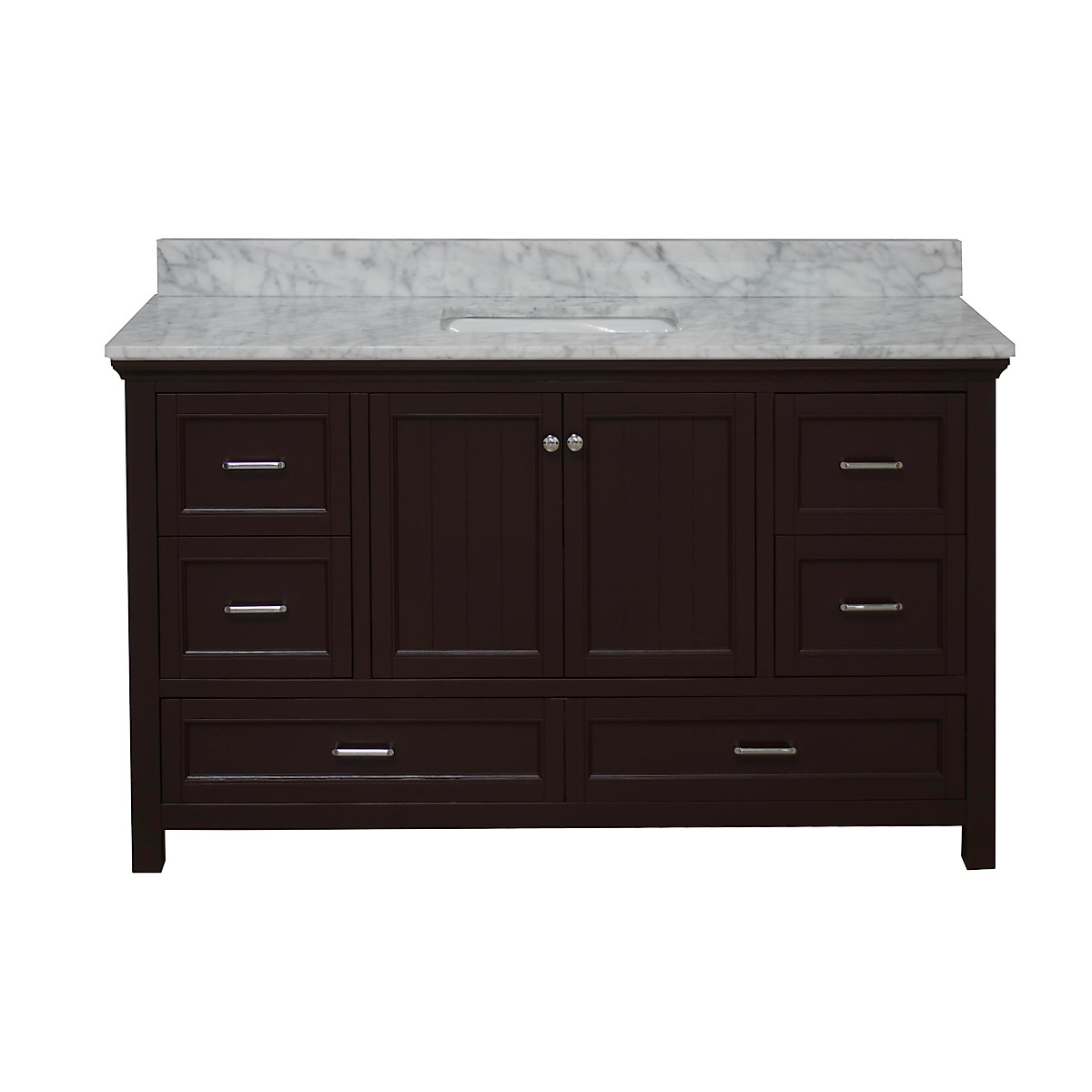 Kitchen Bath Collection Paige 60-inch Single Bathroom Vanity (Carrara/Chocolate): Includes Chocolate Cabinet with Authentic Italian Carrara Marble Countertop and White Ceramic Sink