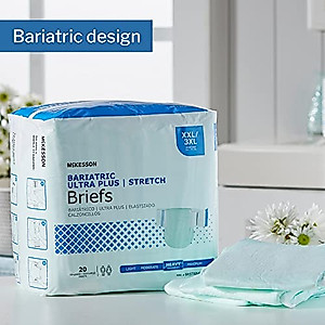 McKesson Bariatric Ultra Plus Stretch Briefs, Incontinence, Adult Unisex, Heavy Absorbency, 2XL / 3XL, 20 Count, 1 Pack