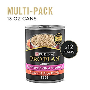 Purina Pro Plan Sensitive Skin and Stomach Wet Dog Food Pate Salmon and Rice Entree - (12) 13 oz. Cans