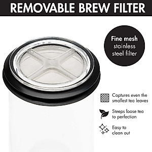 Primula Press and Go Iced Tea Maker, Travel Tumbler, Infuser Bottle, Leak-proof Flip-top Lid with Carry Loop, Dishwasher Safe, Made without BPA, 16-Ounce, Black, 1 Count (Pack of 1)