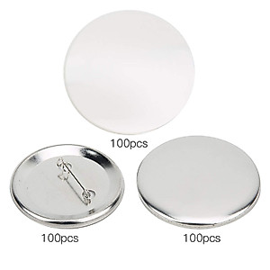100 Sets Blank Button Making Supplies, DIY Pin Back Button Parts for Button Maker Machine Round Badge Pin Button, Includes Metal Cover, Plastic Button Back Cover, Clear Film(56mm/2.2in)