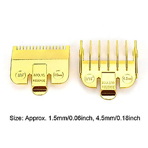 Universal Clipper Comb Attachment for, Professional Cutting Guide 1.5MM+4.5MM(electroplated plastics gold)