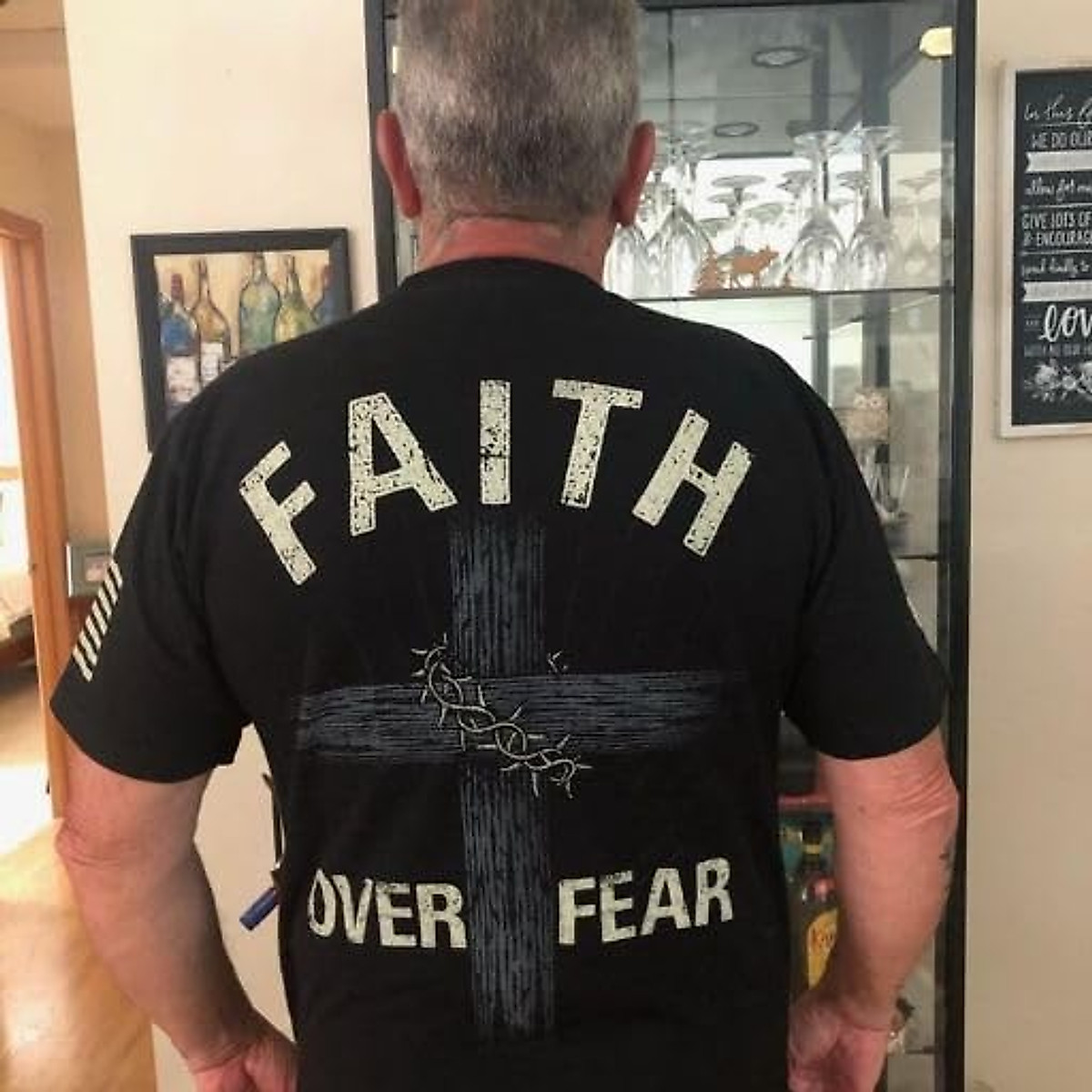 Warrior 12 Faith Over Fear T-Shirt, Christian Shirts for Men, God Shirts for Men, Military, Patriotic, Apparel - Black, Medium