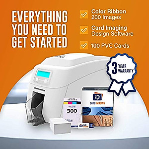 Magicard 300 Dual Sided ID Card Printer & Supplies Bundle Badge Maker Machine (3300-0021)