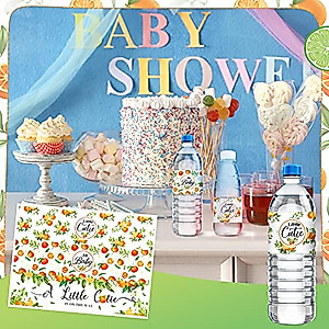 48 Pieces Little Cutie Baby Shower Water Bottle Labels Orange Water Bottle Wrapper Stickers Party Favors Decorations for Boy Girl Baby Shower, 3 Styles (Cute Style)