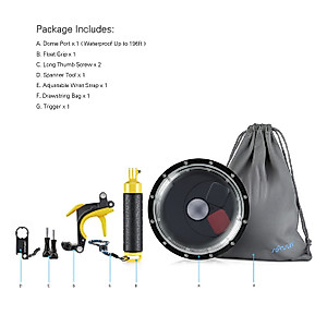 SOONSUN Waterproof Dome Port for GoPro Hero 5 Black Hero 6 Black Hero 7 Black Hero (2018) Camera, Underwater Dome Housing with Filters for GoPro Hero 5 6 7 Black, Built-in Red and 10x Close-up Filters