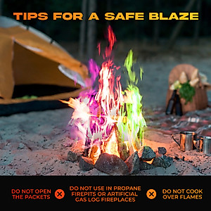 Fire Color Changing Packets Fire Pit (25 Pack) - Perfect for Any Campfire, Bonfire & Outdoor Fireplaces - Perfect Magic Cosmic Mystical Campfire Accessories - Camping Games