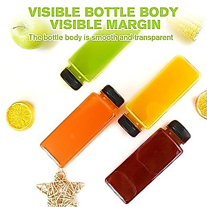 Plastic Juice Bottles with Caps 12 pcs, 12oz Reusable Juice Containers with Tamper Proof Lids Black, Clear Juice Bottles for Juicing, Milk, Smoothie, Drinking, and Other Beverages Christmas Gifts