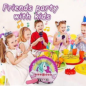 Kids Karaoke Machine for Girls Boys with 2 Microphones Toddler Singing Karaoke Toys Children Karaoke Singing Machine Recording Voice Changing Speaker for Party Birthday Festival Gift