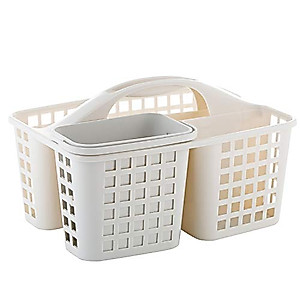 Bath Bliss 2 in 1 Portable, Bathroom Shower Caddy for Shampoo, Conditioner, Soap, and Cosmetics, in White Bath Tote