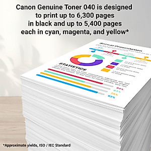 Canon Genuine Toner, Cartridge 040 Yellow (0454C001), 1 Pack, for Canon Color imageCLASS LBP712Cdn Laser Printer, Black