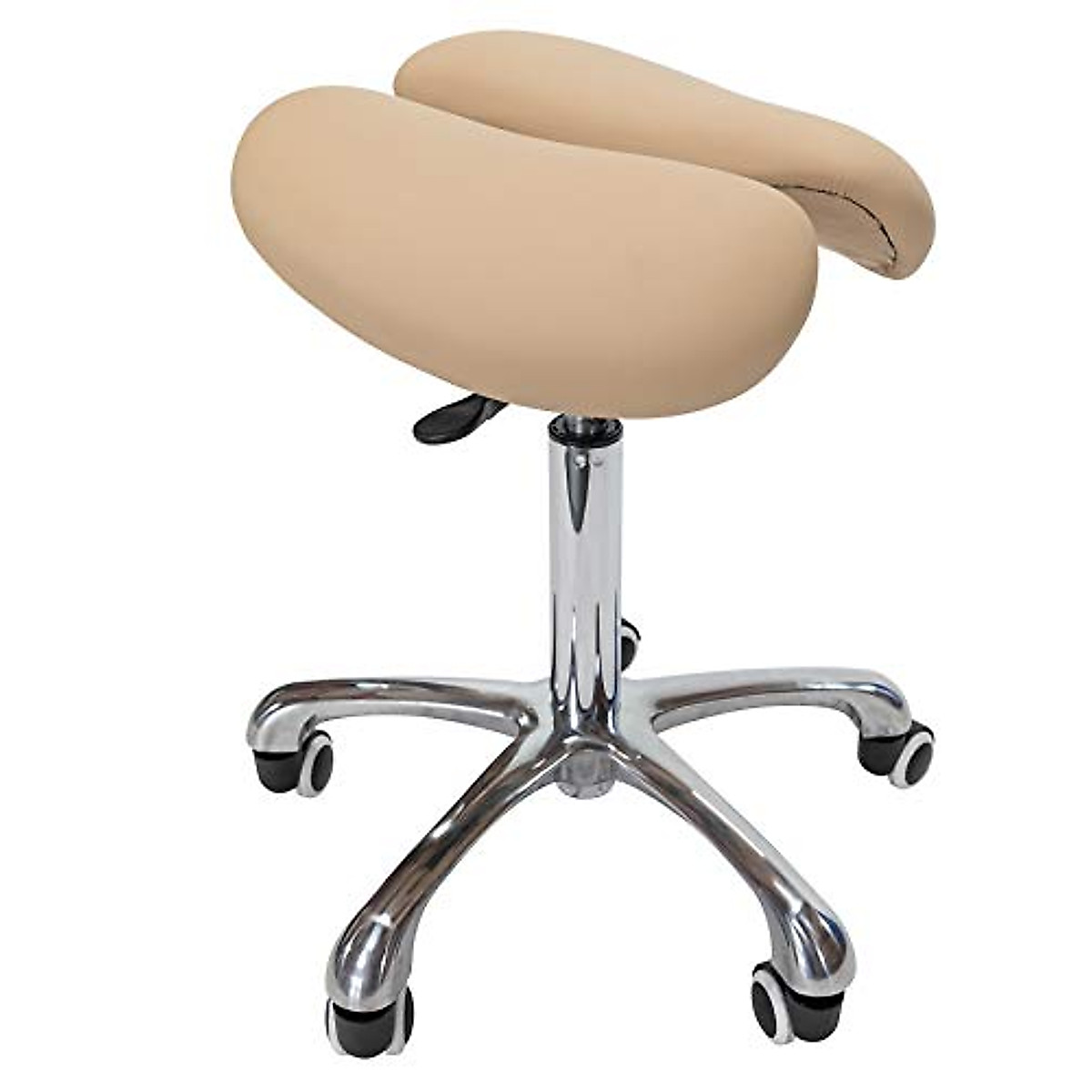 Rolling Saddle Stool w. Split Seat (Beige)