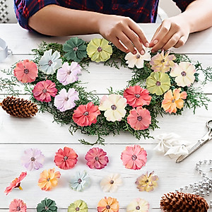 Xinnun 120 pcs Faux Flowers Heads for Crafts Artificial Small Silk Daisy Flowers Embellishments 1.5 Inch Mini Assorted Faux Flowers Bulk DIY Wreath for DIY Holiday Wedding Party Home Garden Decoration