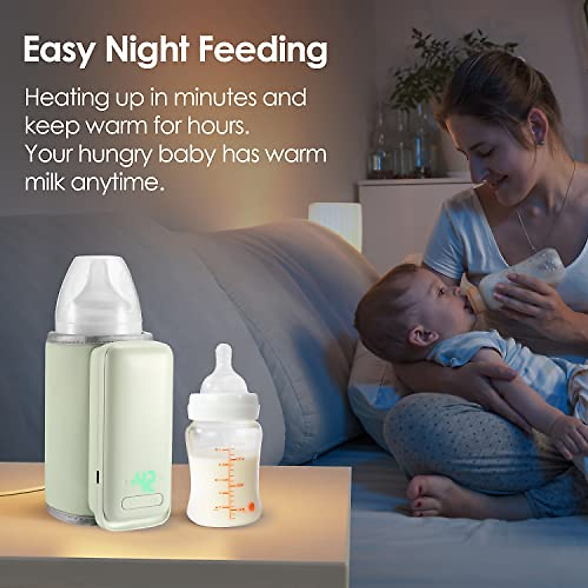 Cozytots Wireless Bottle Warmer for Travel Portable Baby Milk Warmer On The Go Constant Temperature Rechargeable USB Battery-Powered Baby Milk Heating Bag in Car Heaters Thermostat Bag