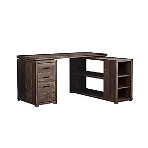 Monarch Specialties Computer Desk L-Shaped Corner Desk with storage - Left or Right Facing - 60"L (Brown Reclaimed Wood Look)