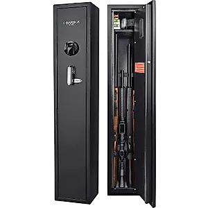 BARSKA New Large Quick Access Biometric Rifle Gun Safe Cabinet 9.8 in x 8.6 in x 52.17 in