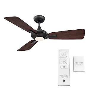 Mykonos Smart Indoor and Outdoor 3-Blade Ceiling Fan 52in Graphite Weathered Gray with 3000K LED Light Kit and Remote Control works with Alexa, Google Assistant, Samsung Things, and iOS or Android App