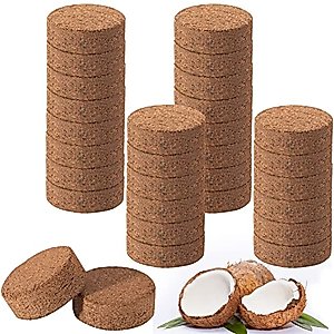 30pcs 40mm Expanding Coir Fiber Potting Soil- Nursery Compressed Organic Plant Soil Easy-to-Store Coco Coir Pellet Fiber Soil Indoor Seed Starters Kit for Window Herb Flower Microgreens Succulent