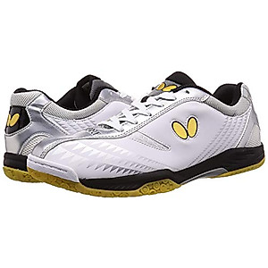 Butterfly Men's Table Tennis Shoes, White/Silver, 11