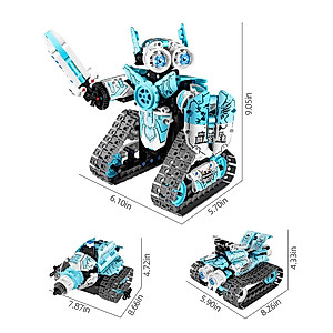 PinkBee Robot Toys Building Blocks Set 3-in-1 APP Remote Control Truck Tank Stem Projects Science Kits for Kids 6 7 8 9 10 Age 8-12 Year Old Boys Compatible with Lego (398 Pcs)