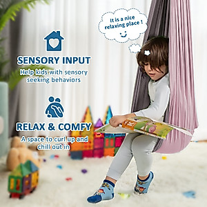 OUTREE Sensory Swing, Double Layer Therapy Swing with 360° Swivel Hanger, Healing & Relaxing Cuddle Sensory Swing for Kids and Adults with Autism, ADHD, Sensory Processing Disorder