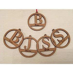 Personalized Christmas Name Gift Tag, Gift Wrapping Label, Christmas Bauble, Wooden Acrylic Hanging Tree Decorations Custom Christmas Stocking Ornament Initial Letter Engraved Name, Holiday Home Decor