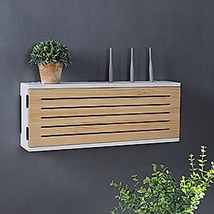 Solid Wood Network Set-top Box Wall Mounted Router Storage Box TV Lower Row Socket Occlusion Box Wireless WiFi Router Shelf (Size : Length 50cm)