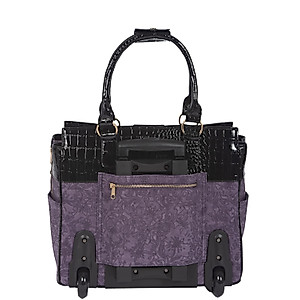 JKM Rolling Laptop Bag Women - The Contessa Purple Rolling Work Bag, Rolling Briefcase for Women