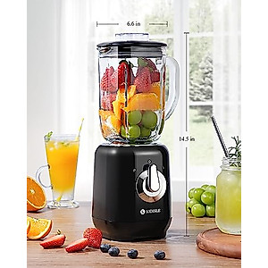 KIDISLE Retro Blenders for Kitchen, 34oz Glass Jar, 700W Smoothie Blender for Shakes and Smoothies, 3 Adjustable Speed for Milkshake, Ice Crush, Puree and Frozen Fruit, Black