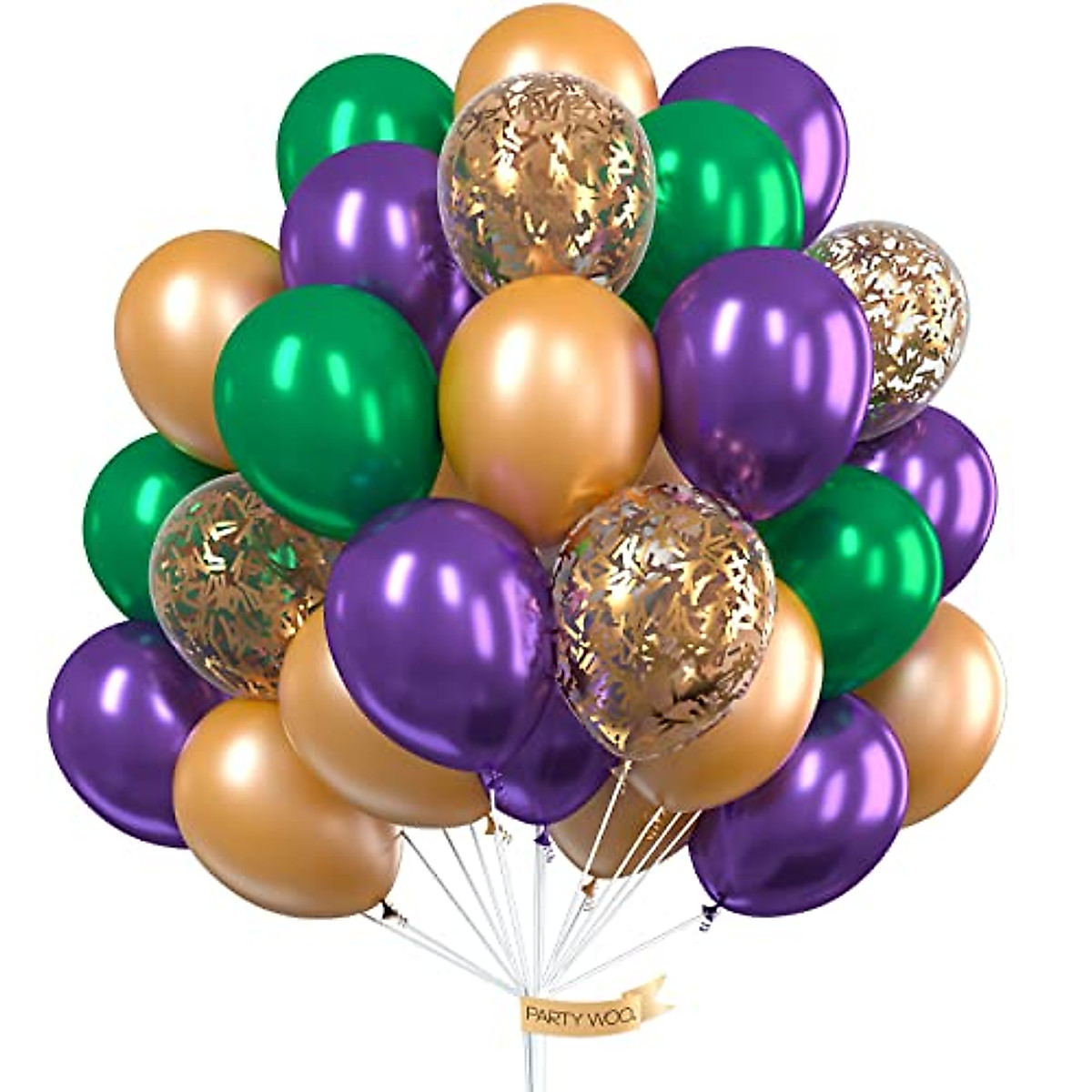 PartyWoo Purple Green Gold Balloons 50 pcs and Gold Foil Balloons 6 pcs